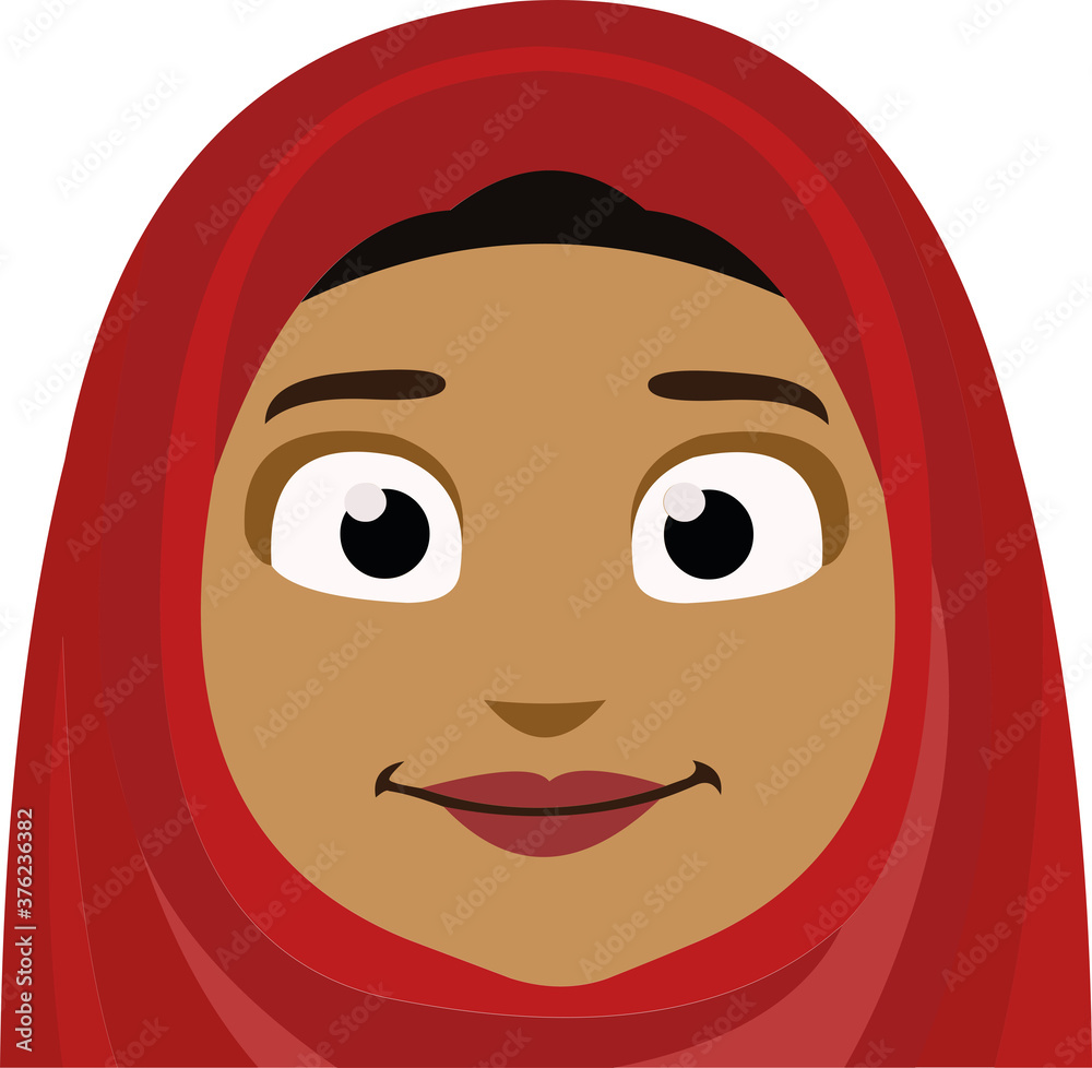 Vector illustration of emoticon of an Islamic woman's face Stock Vector ...
