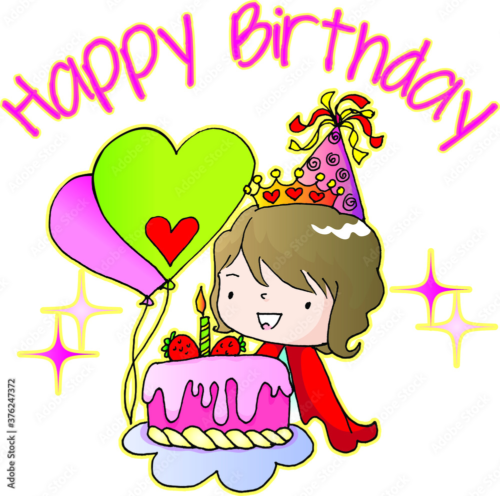 vector cartoon happy birthday card Stock Vector | Adobe Stock