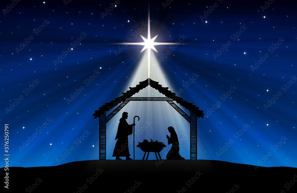 Blue Christmas Background Nativity