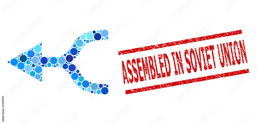 Circle collage combine arrow left and ASSEMBLED IN SOVIET UNION unclean ...