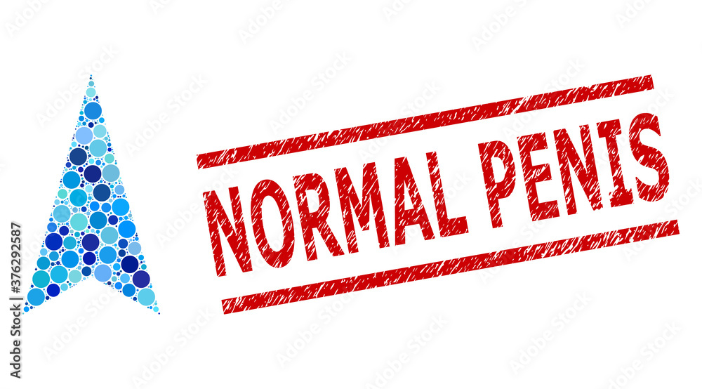 Circle mosaic arrowhead up and NORMAL PENIS unclean stamp print. Stamp ...