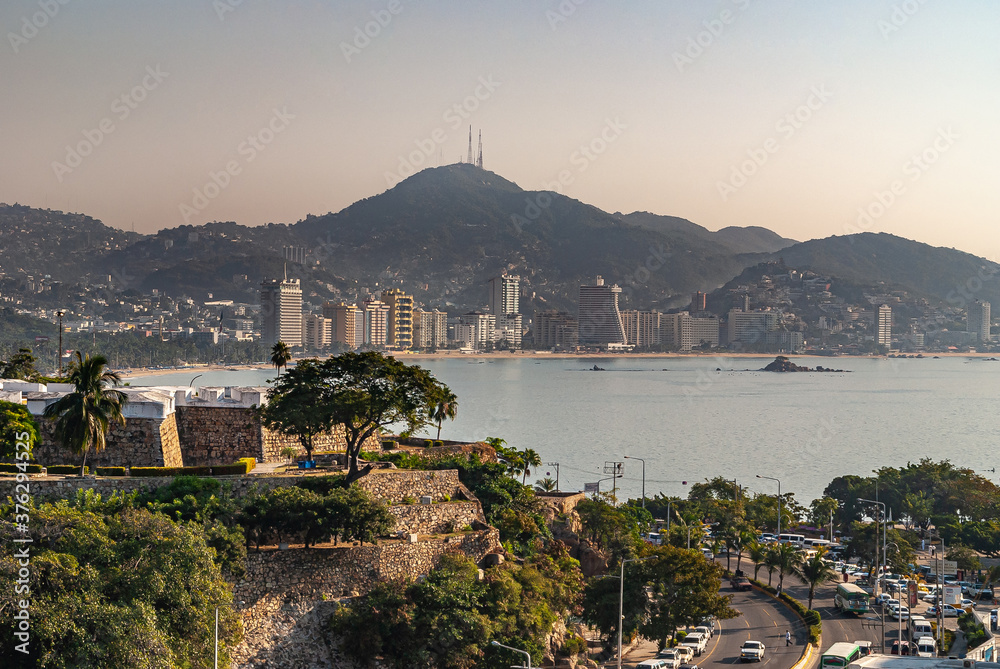 Acapulco, Mexico - November 25, 2008: Corner ramparts of Fort, Fuerte ...