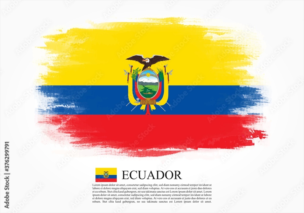 Textured and vector flag of Ecuador drawn with brush strokes. Texture ...