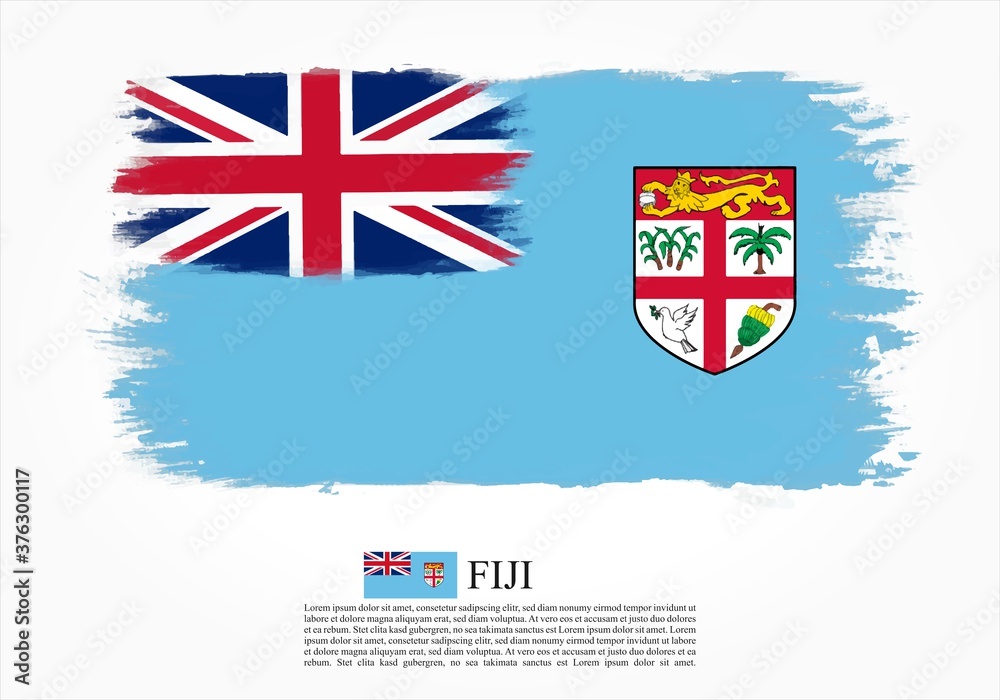 Textured and vector flag of Fiji drawn with brush strokes. Texture and ...