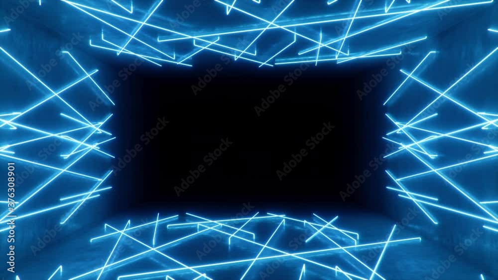 Abstract seamless looped 3d animation of neon, fluorescent ultraviolet ...