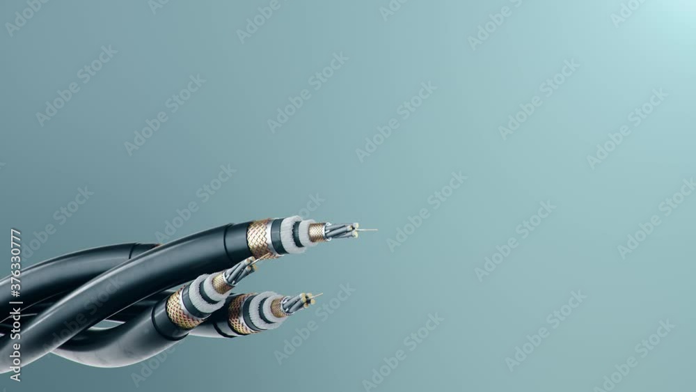 Animation concept of fiber optic cable on a colored background. Future ...