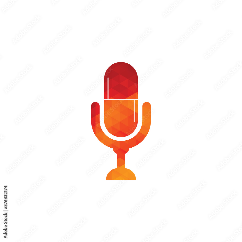 Podcast pill capsule vector logo template illustration. Podcast and ...