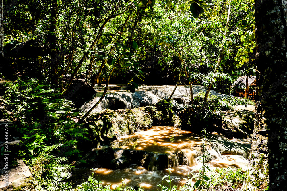 Muddy waterfalls in the middle of a tropical rainforest foto de Stock ...