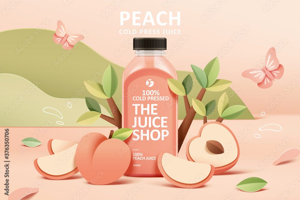 Juice ad in 3d paper cut design Stock Vector | Adobe Stock