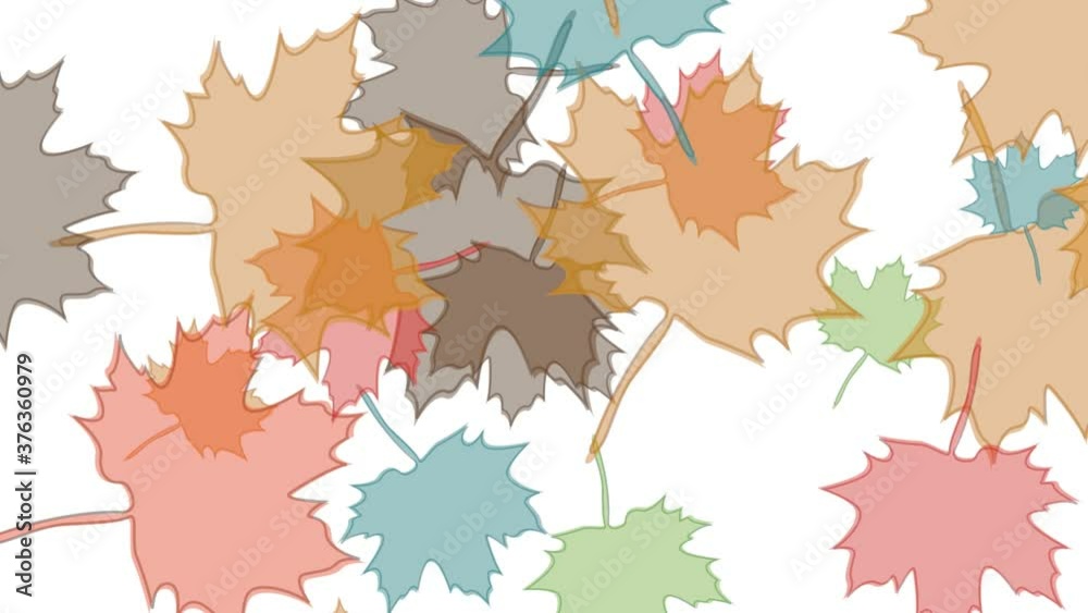 Autumn drawing background with copy space. Dead leaves falling. 2D ...