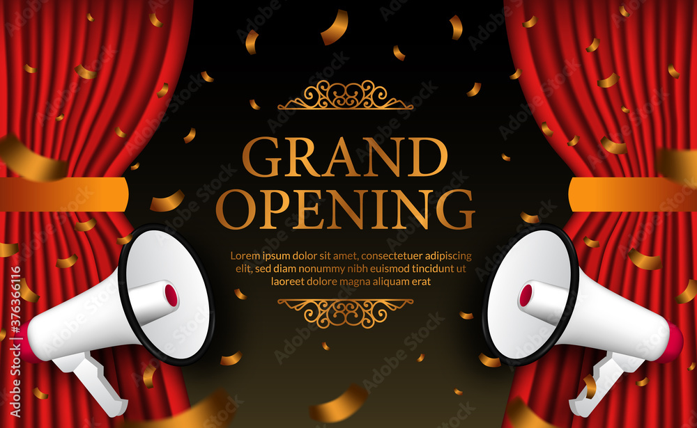 golden luxury confetti for grand opening with 3d double megaphone and ...