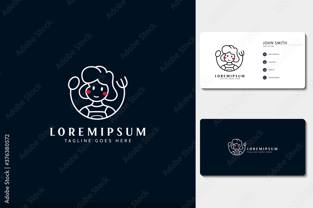 Mom's cooking logo. illustration of mother with a fork and spoon ...