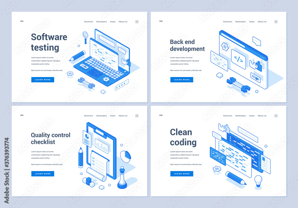 Web banners for programming and coding industry Stock Vector | Adobe Stock