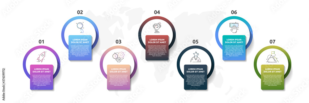 Vector infographic template circles for seven label, diagram, graph ...