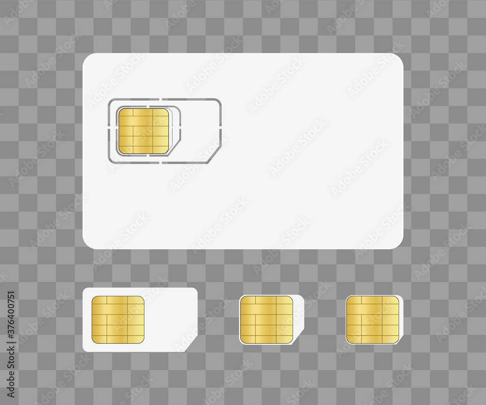 Sim card for mobile with chip. Simcard for identity on phone. Nano and ...