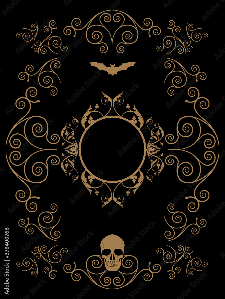Frame illustration ornamental background with terrifying symbols ...