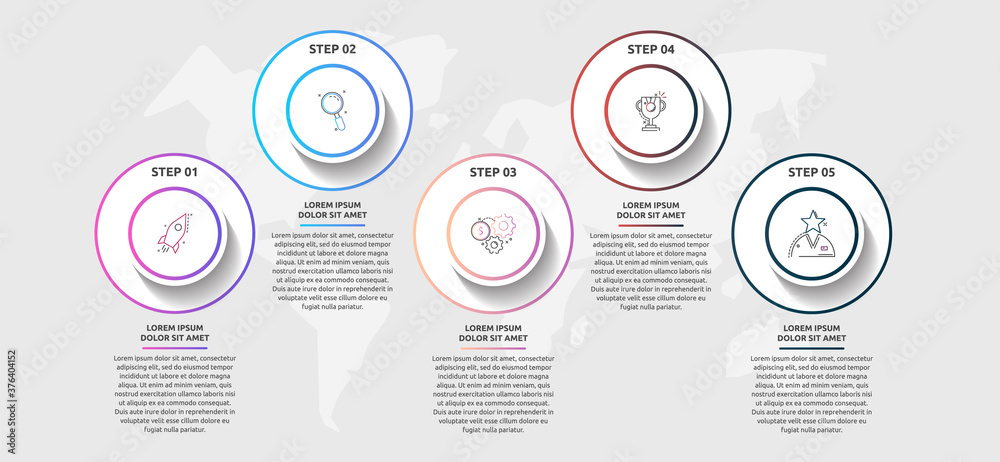 Vector infographic template circles for five icons, diagram, graph ...