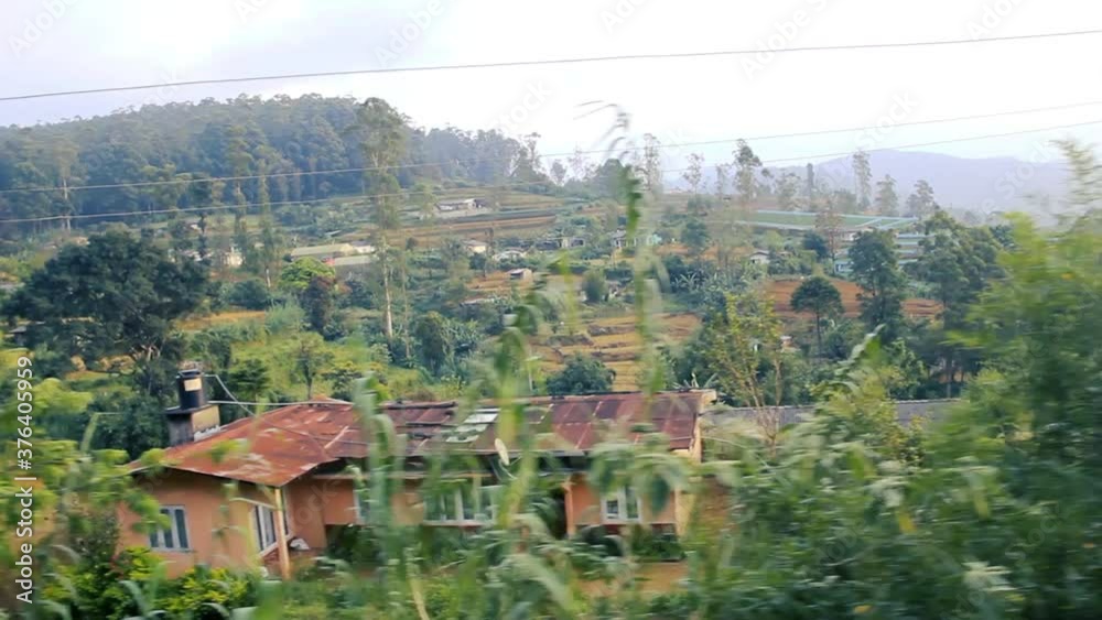 Panorama of the Central plateau in Sri Lanka with tea plantations ...