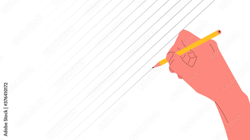 Hand drawing on a paper with a pencil. Vector illustration of a hand ...
