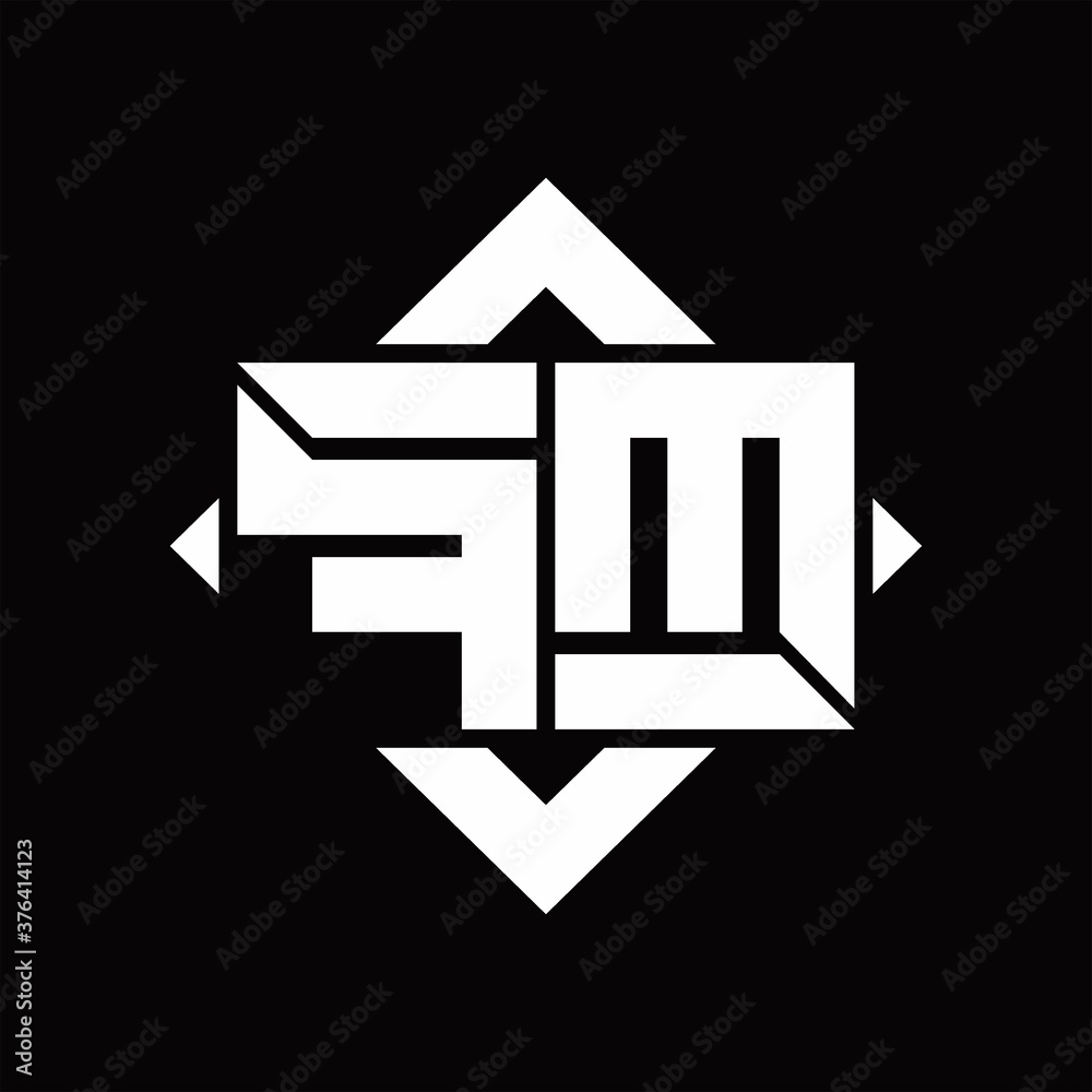 FM Logo monogram with overlapping line square rotate design template ...