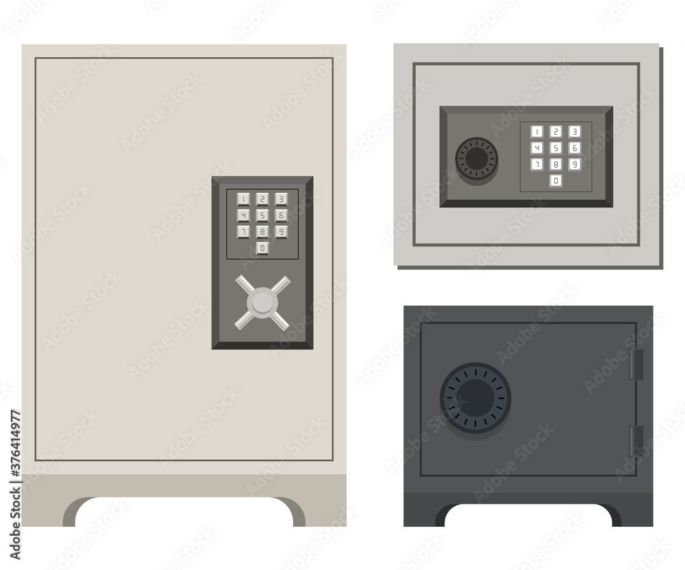 Safe box vector cartoon set isolated on a white background. Stock ...