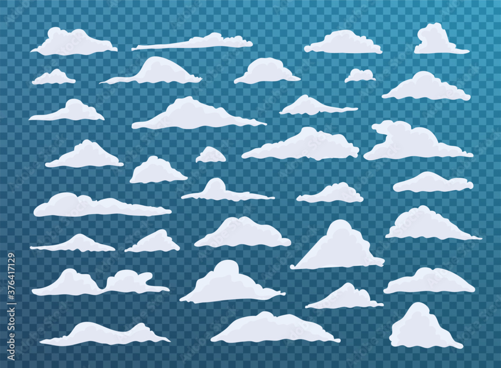 Cartoon clouds isolated on the transparent background. Vector ...