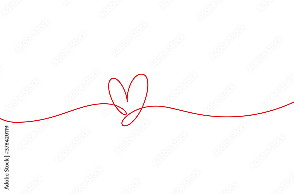 Heart shape mono line. Continuous line icon, hand drawn calligraphic ...