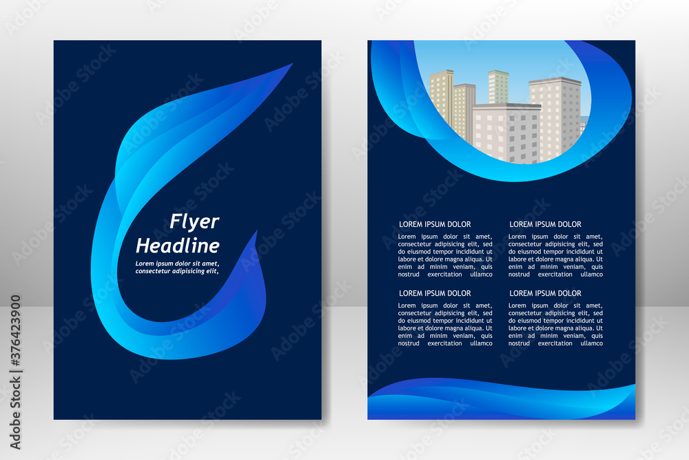 Blue vector template design for business brochure, flyer, poster ...