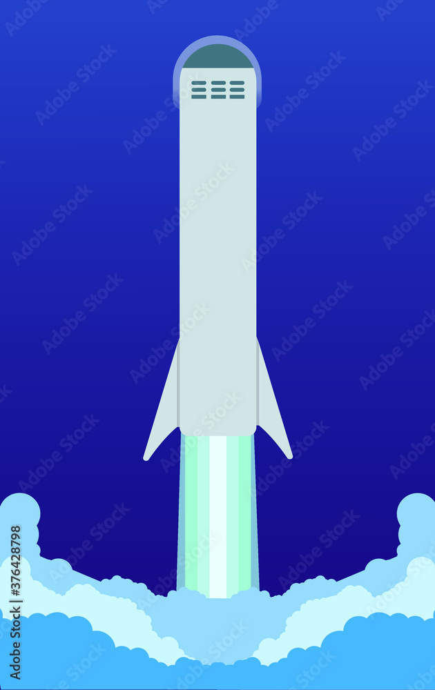 Starship/Rocket launch vector | Spacex starship taking off on a mission ...