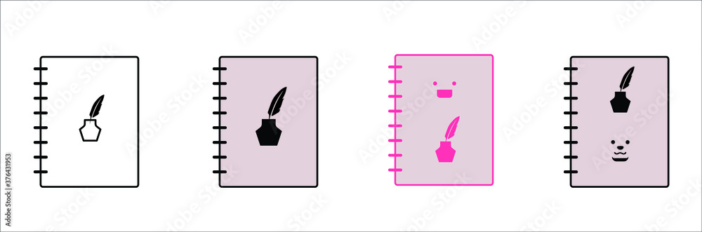 Vecteur Stock Diary icons/logo, Notebook icon | Diary with ink and pen ...