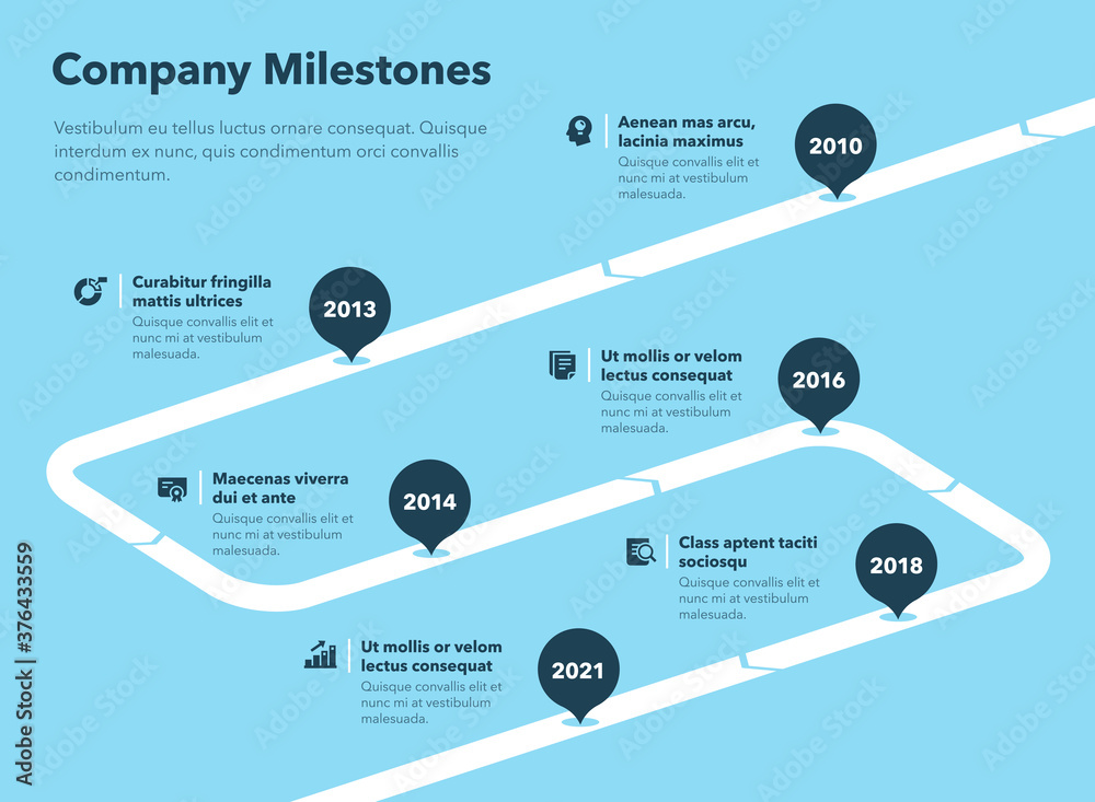 Simple business infographic for company milestones timeline template ...