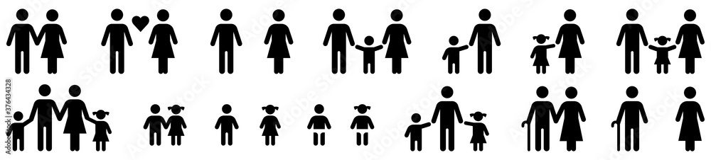 Family icon set isolated on white background. Vector Stock Vector ...