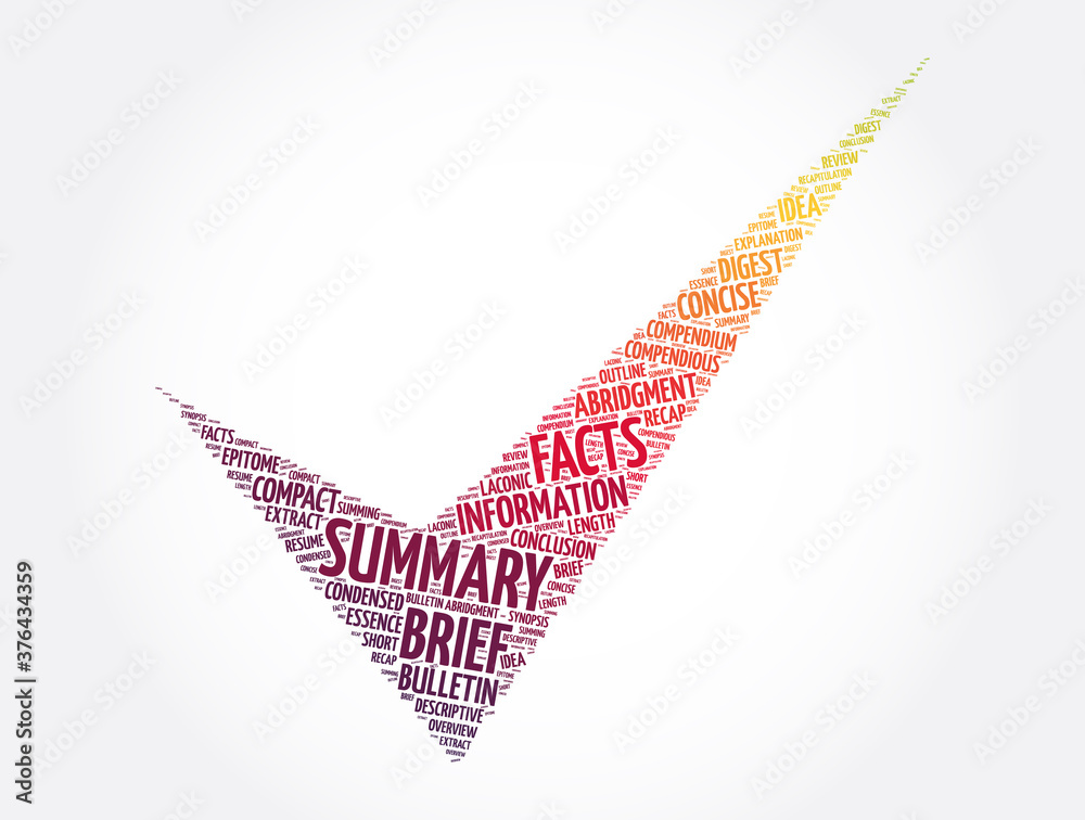 Summary check mark word cloud collage, concept background Stock Vector ...