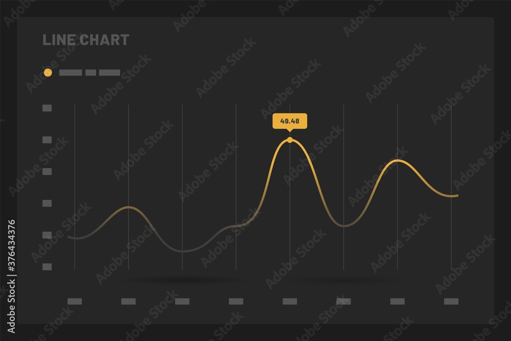 Line chart. Elements of infographics on a dark background. Use in ...