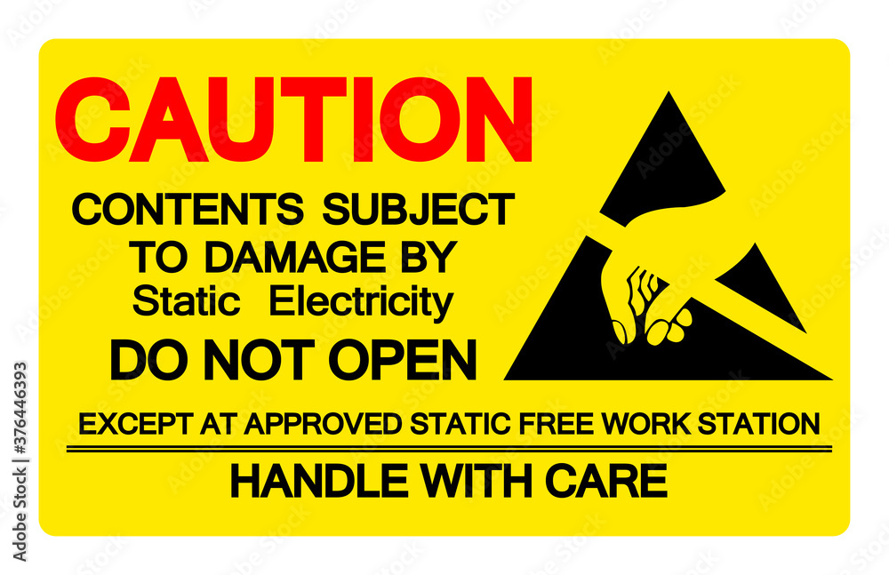 Caution Contents Subject To Damage By Static Electricity Symbol Sign ...