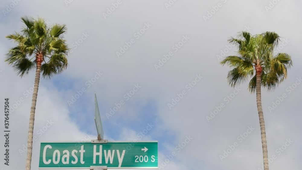 Pacific Coast Highway, historic route 101 road sign, tourist ...