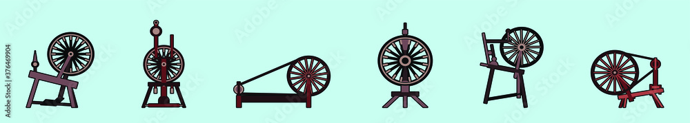 set of spinning wheels cartoon icon design template with various models ...