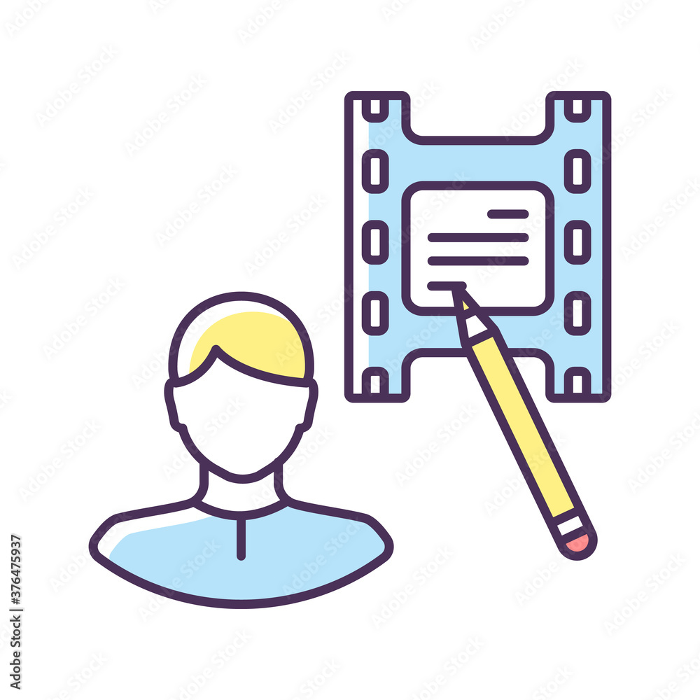 Screenwriter RGB color icon. Screenplay author. Film production ...