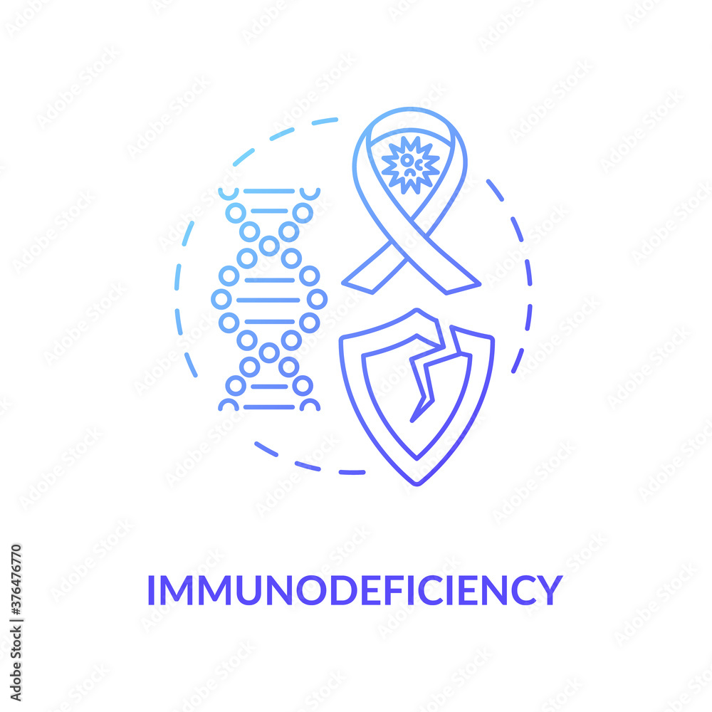Immunodeficiency concept icon. HIV and AIDS awareness idea thin line ...