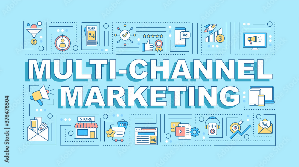 Multi-channel marketing word concepts banner. Brand tactic. Customer ...