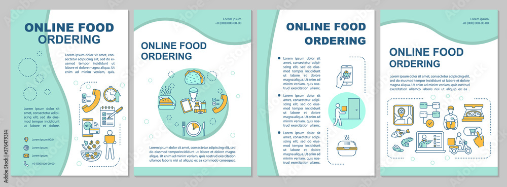 Online food ordering brochure template. Delivery service at home. Flyer ...