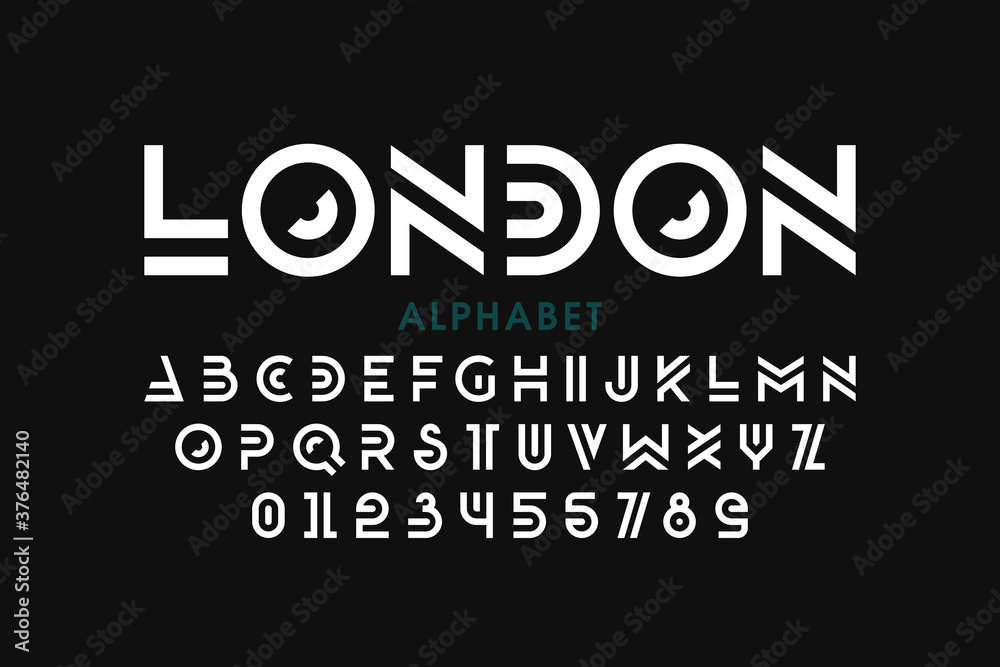 Modern style font, alphabet letters and numbers vector illustration ...