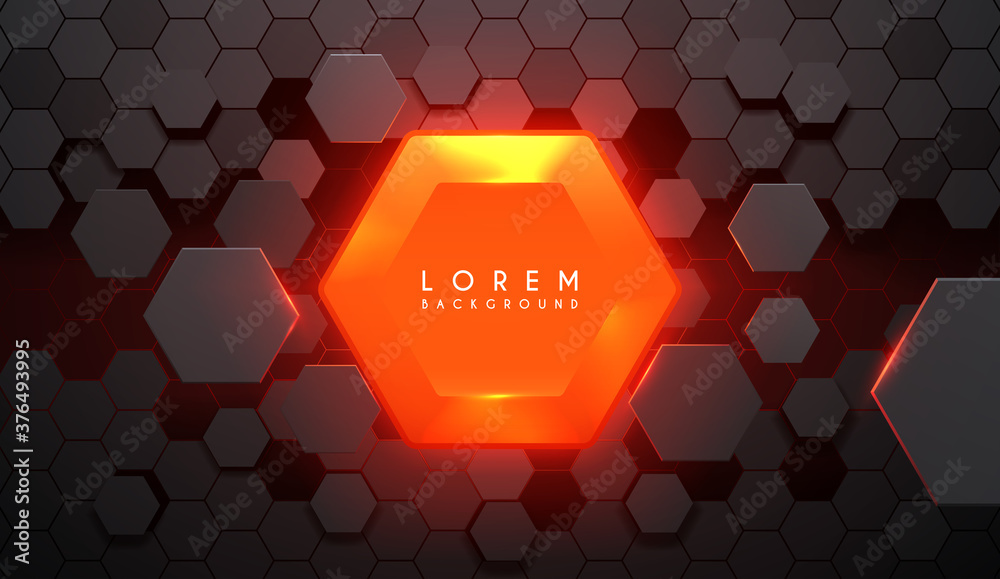 Abstrct hexagonal background with hot glow element Stock Vector | Adobe ...