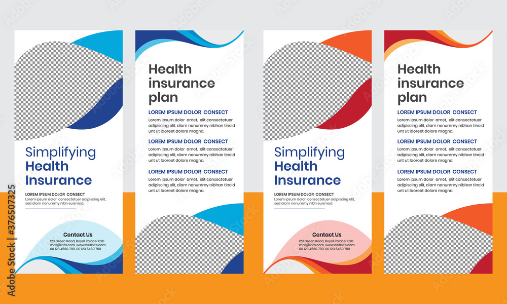 Health Insurance plan creative DL Rack Card template design Stock ...