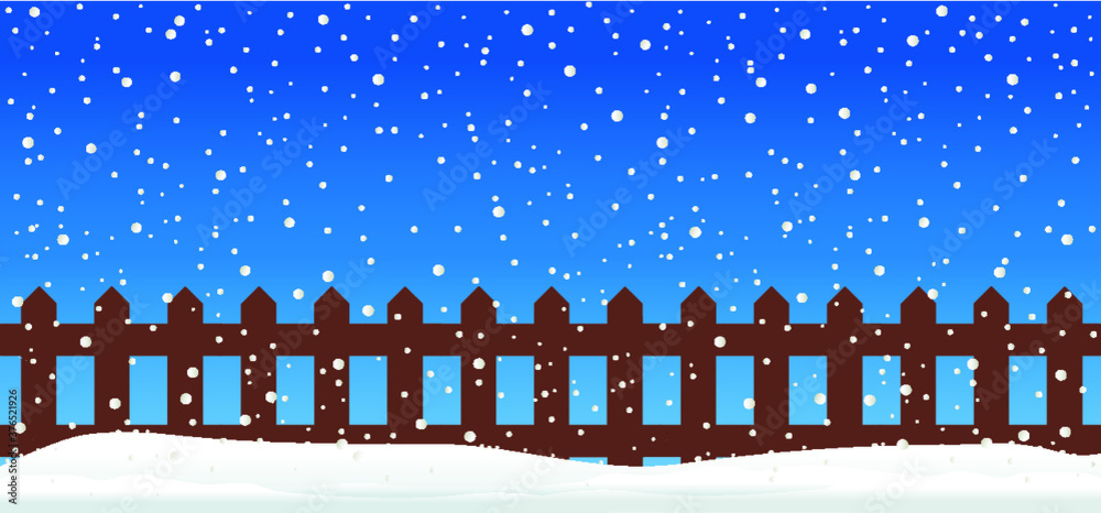 Balustrade wooden with snow. seamless vintage railing made of wood and ...