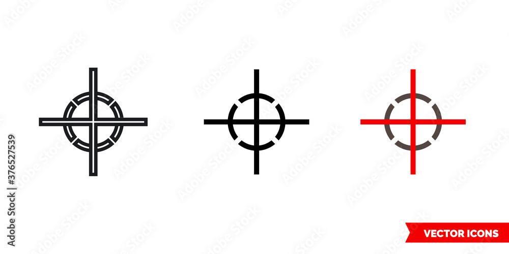 Center of gravity icon of 3 types color, black and white, outline ...
