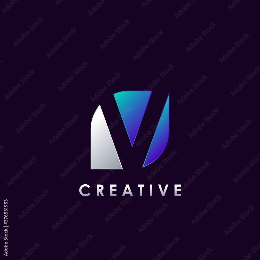 Negative Space V letter initial logo template design for brand identity ...