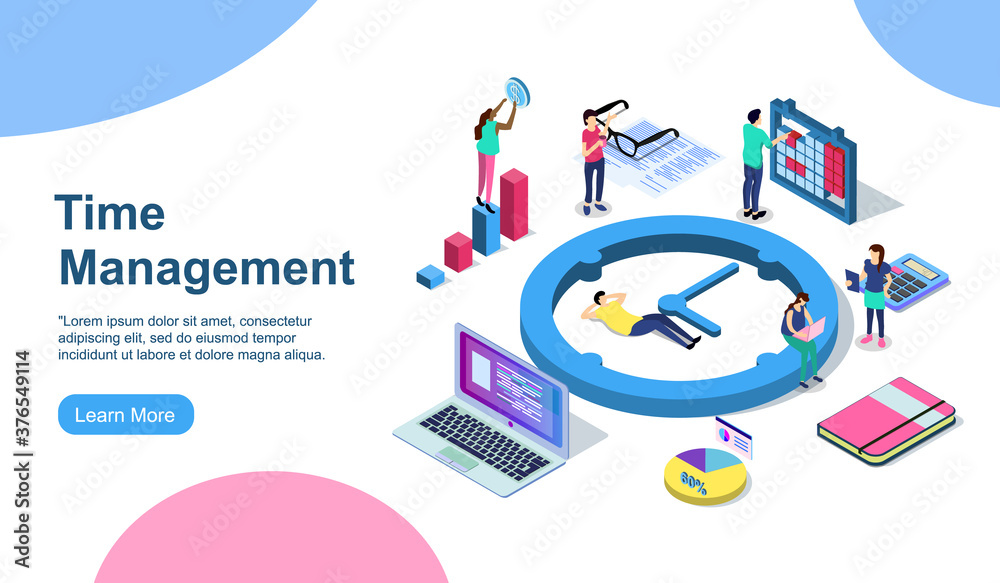 Schedule management vector illustration concept, group of young people ...