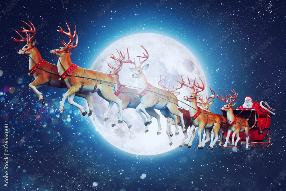Santa claus in a sleigh ready to deliver presents with sleigh Stock ...