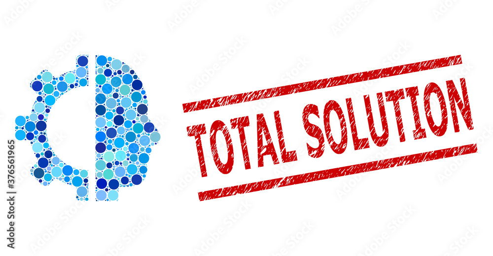 Circle collage cyborg gear and TOTAL SOLUTION scratched seal. Seal ...